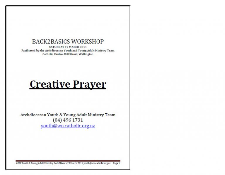 Creative Prayer Booklet Front Cover | Archdiocese of Wellington